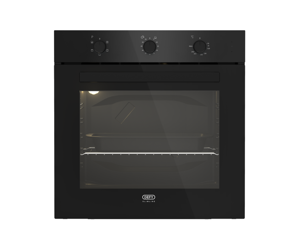 DBO483E – Defy 60cm Slimline Eye-Level Oven – Black Glass – Furn Zone