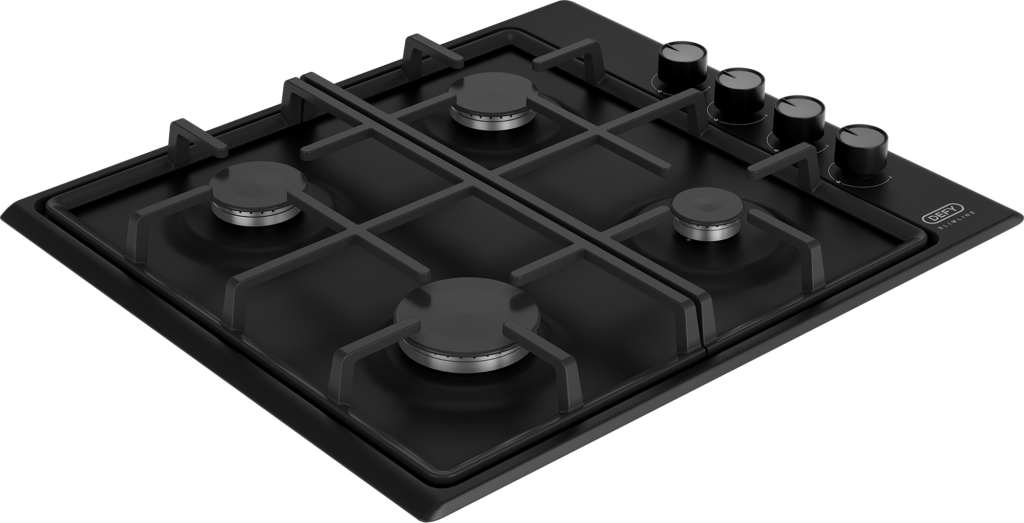 DHG132 – Defy 60cm Slimline Gas Hob – Black Glass – Furn Zone