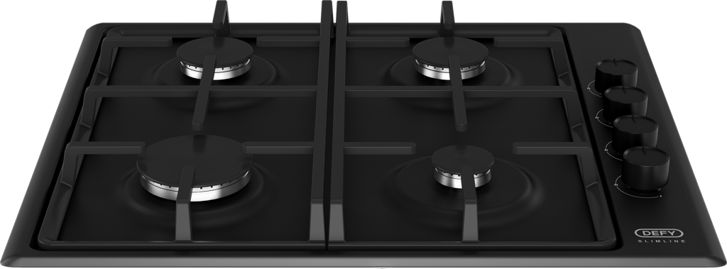 DHG132 – Defy 60cm Slimline Gas Hob – Black Glass – Furn Zone